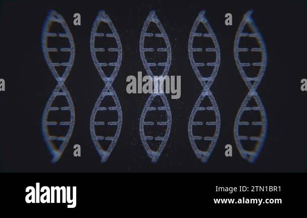 Set DNA particles on dark background and abstract geometry. Seamless ...
