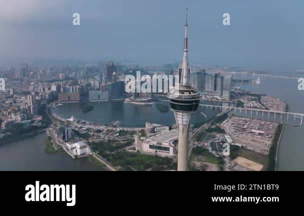 Macau Tower And Panorama Of The Whole City, Aerial View Stock Video ...