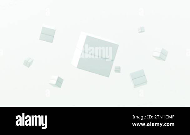 Abstract animation of white cube geometric, 3d loop animation render ...
