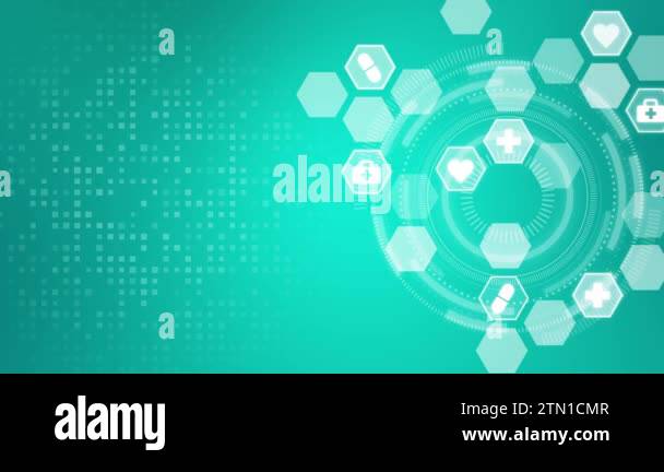 Scientific medical healthcare background with digital icons in hexagons ...