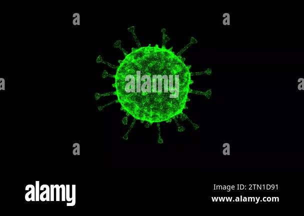 3D Virus rotates on black background. Microscope virus close up ...