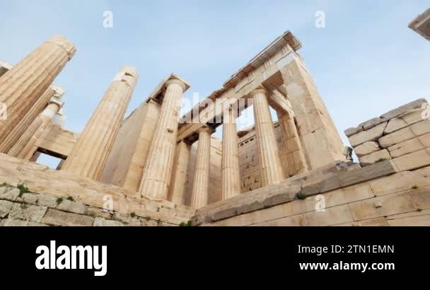 Ancient pillars at the Acropolis of Athens, landmark of the ancient ...
