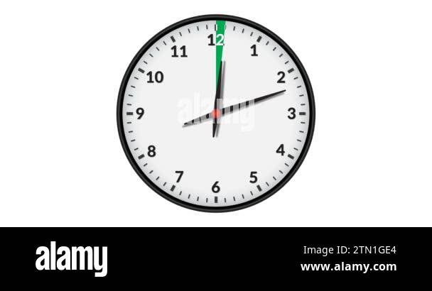 Animated Wall Clock Showing A Green Time Interval, 1 Hour Stock Video ...