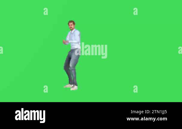 3d young man on green screen getting hit and falling to the ground ...