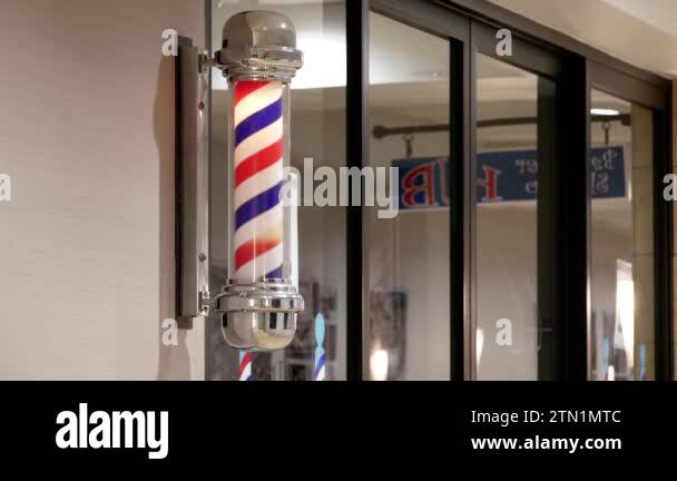 Motion of barbershop pole spinning at barber shop hub Stock Video ...