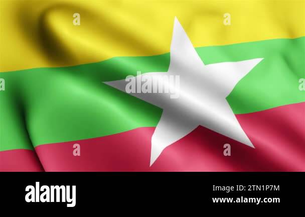 Myanmar Flag video waving in wind. Myanmar Flag Wave Loop waving in ...