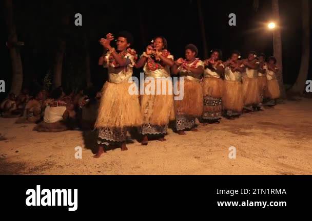 Indigenous Fijian women dancing the traditional Meke dance Stock Video ...