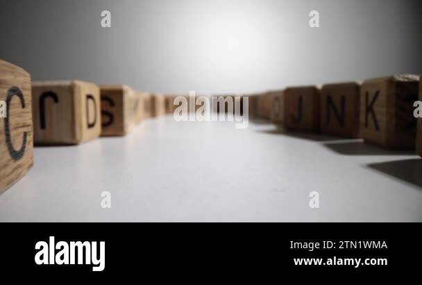Wooden cubes with letters of English alphabet on table. Alphabet ...