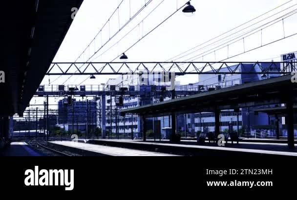 LYON, FRANCE - CIRCA 2016: French TGV fast train arriving in the rail ...