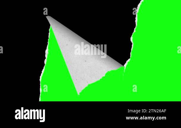 Torn paper transition effects with the green screen background Stock ...