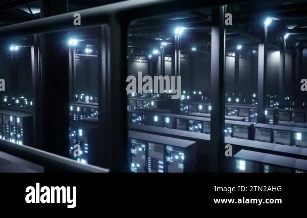 Modern Data Center With Server Racks Used For Cloud Computing Concept Digital Security