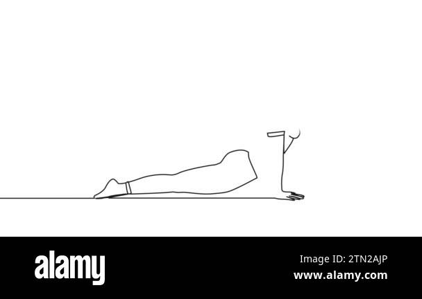 animated continuous single line drawing of woman in yoga pose, line art ...