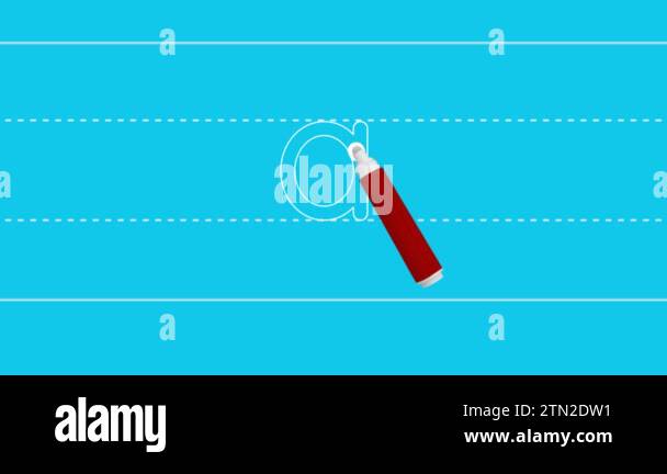 Tutorial for writing alphabet. Trace the letter "a" with a marker ...