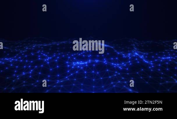 Digital plexus waves with a slight movement. Animation of triangles, lines and points. Network ...
