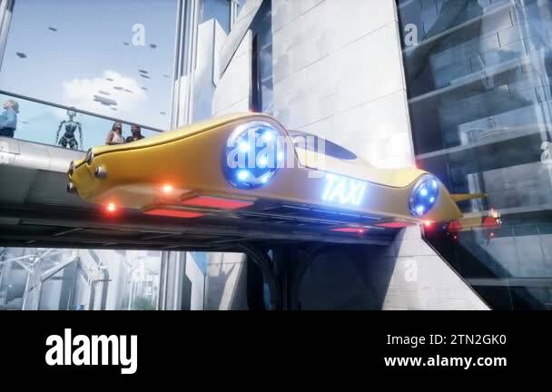 Futuristic city. 3d people and robots. Future concept. Realistic 4k ...