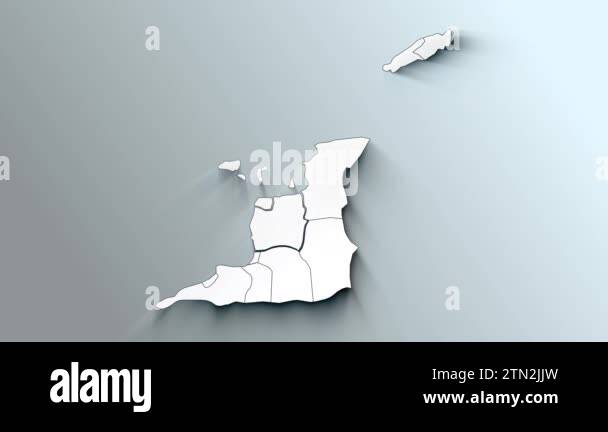 Modern White Map of Trinidad and Tobago with Regions Stock Video ...