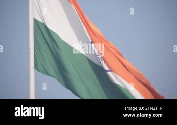 India flag flying high at Connaught Place with pride in blue sky, India ...