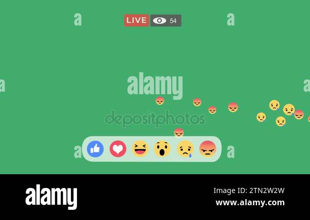 live screen interface - Sad & Angry reactions emoji in streaming live ...