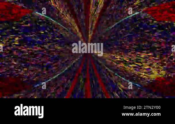 Glitch art. Grain noise. Dynamic fractal ornament. Dark red blue yellow ...