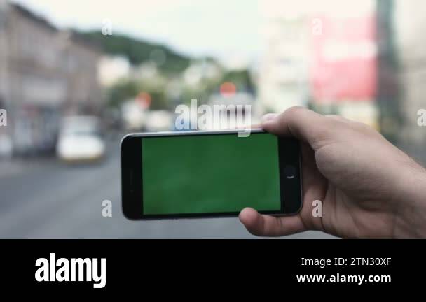 Smart Phone Held by Hand Green screen Chroma Key Tracking Motion ...