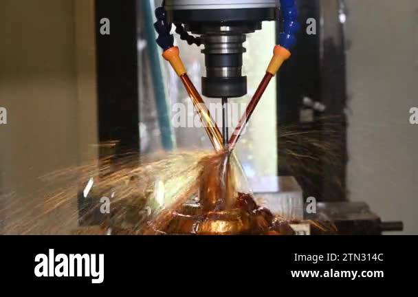 The CNC milling machine cutting the shell mold parts by solid end mill ...