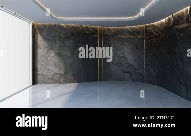 animation Empty room modern minimalist architecture with stone ...