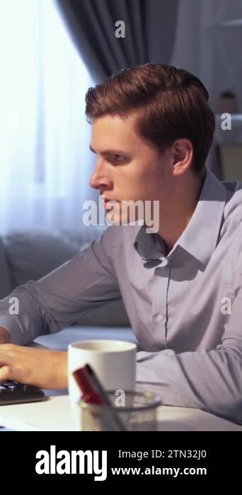 Vertical video. Business fail. Mad man. Internet technology. Angry guy ...