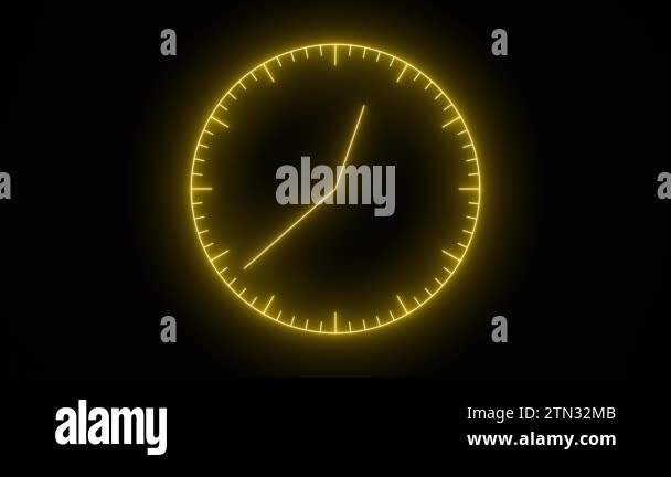 Video animation of analog clock with moving arrows in seamless 12 hour ...