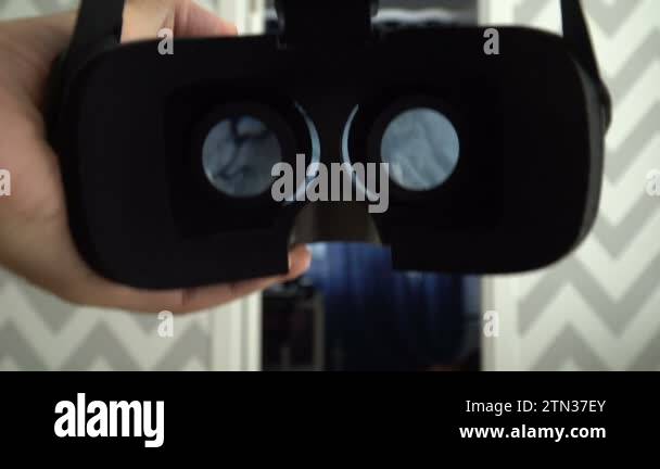 Virtual reality mask. Close up. A virtual reality headset affords an ...