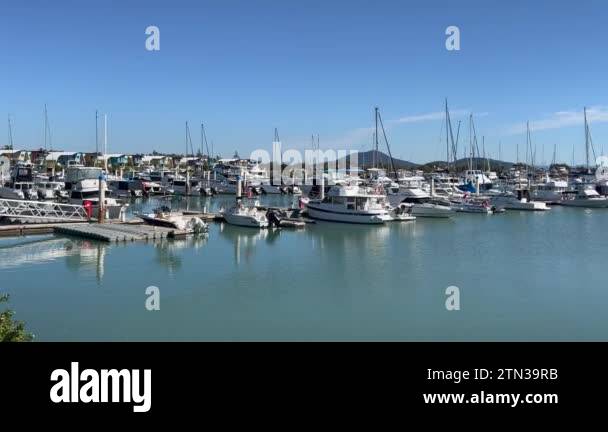 Sail boats moor in Yeppoon Marina. Yeppoon known as the capital of the ...