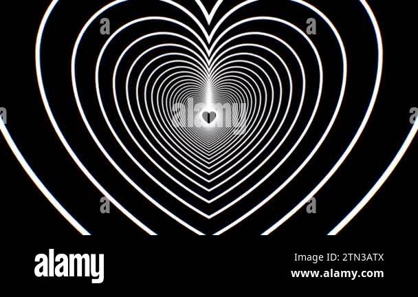 Inside Black And White Heart Endless Tunnel Moving Expanding Shapes ...
