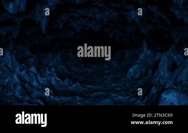 Journey Through Deep Dark Rocky Cave With Stalactites And Stalagmites ...