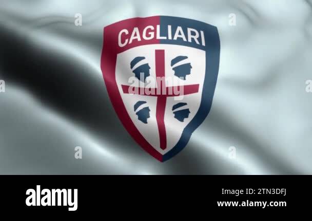 Cagliari Flag video waving in wind. Cagliari Flag Wave Loop waving in ...