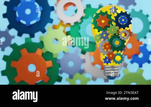 Light bulb lamp with gear mechanism and cog wheels work together, idea ...
