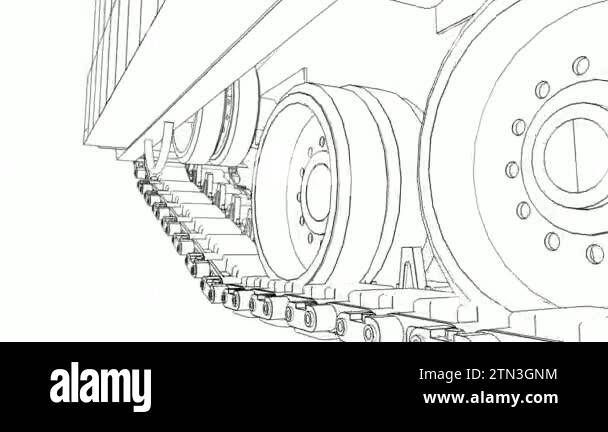 Modern American tank. Three-dimensional illustration of the contour ...