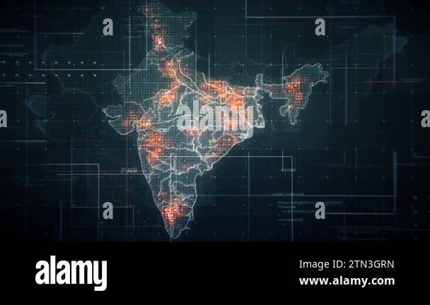 Black India Map with Lines Rollback Camera Stock Video Footage - Alamy
