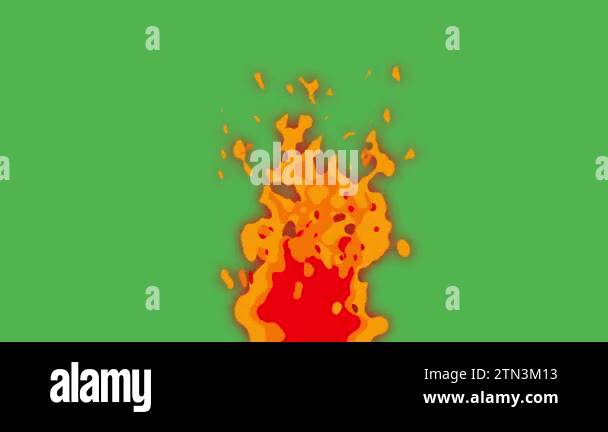2d cartoon fire animation with green screen background Stock Video ...