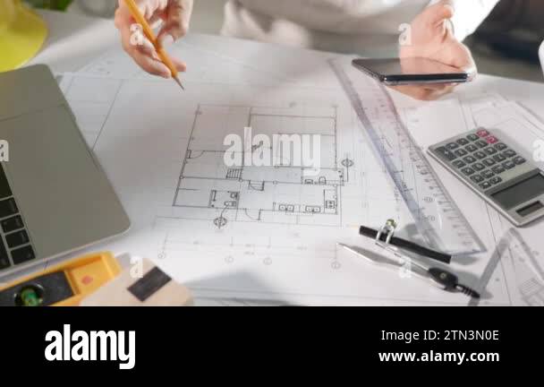 Architectural drawing pencil house plan Stock Videos & Footage - HD and ...