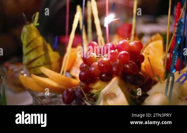 Plate fruits burning birthday candles Stock Videos & Footage - HD and ...