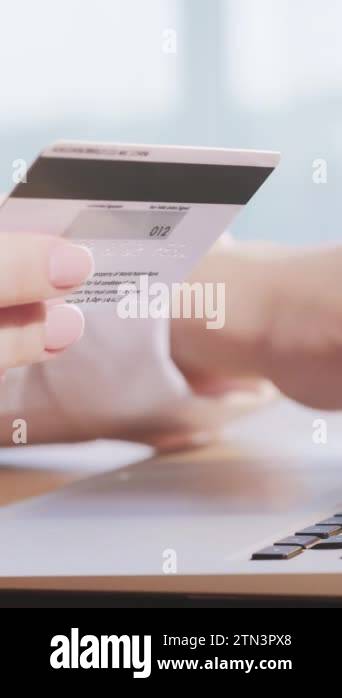 Vertical video. Online payment. Internet banking. Business woman hand ...