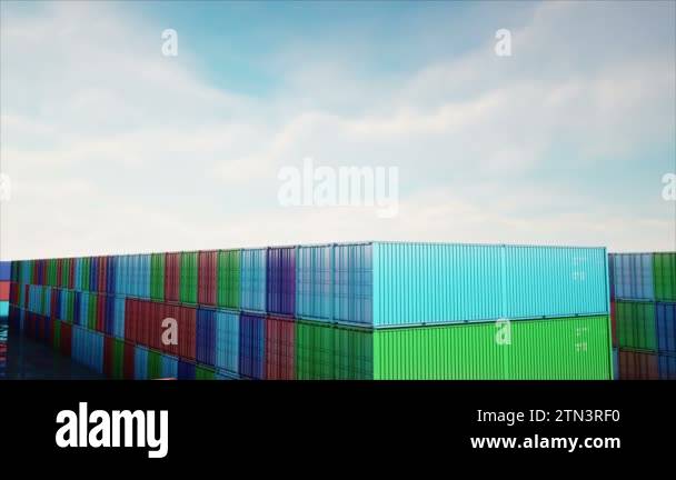 Container depot, wharehouse, seaport. Aeril view. Cargo containers ...