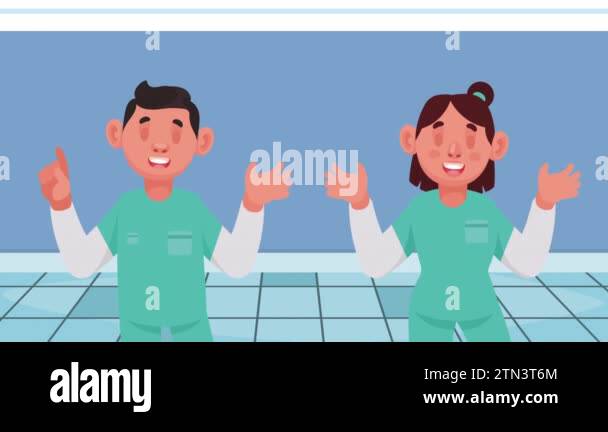 happy doctors couple characters animation 4k video animated Stock Video ...
