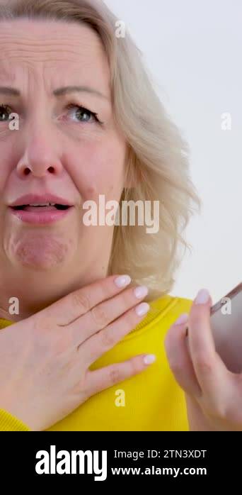 woman has bitter taste in mouth metallic taste a cough woman holds a ...