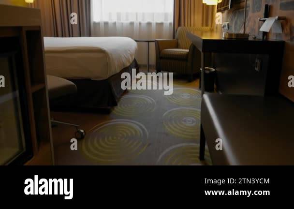 interior of a luxury hotel room after cleaning housekeeping bedroom ...