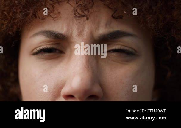 Gloomy Black Female Face. African American woman eyes showing negative ...