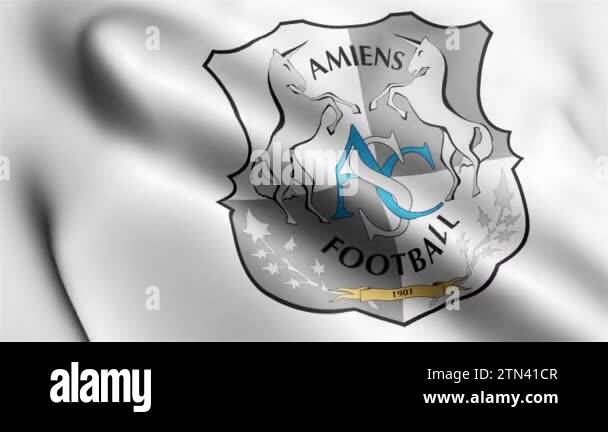 Amiens SC Flag video waving in wind. Amiens SC Flag Wave Loop waving in ...