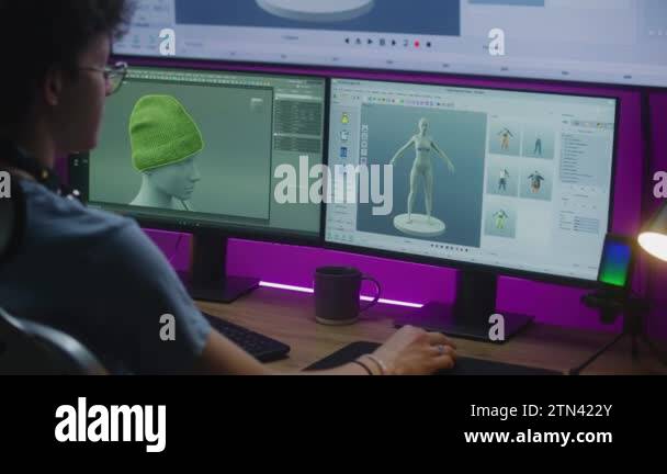Young 3D designer develops video game, creates character or clothes ... Young 3D designer develops video game, creates character or clothes ...