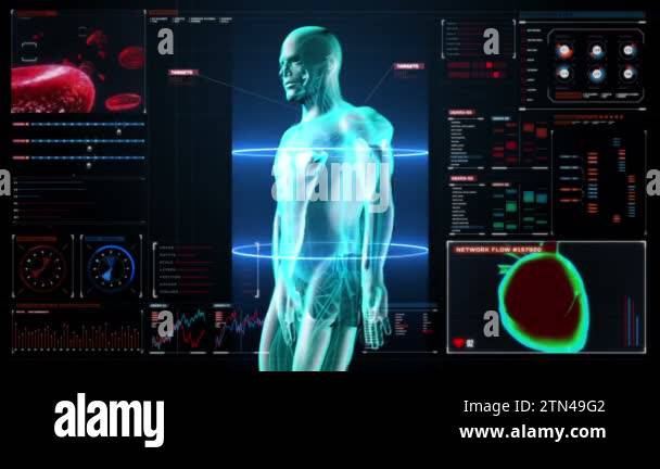 Zooming Human the internal organs, Digestion system.Blue X-ray light ...