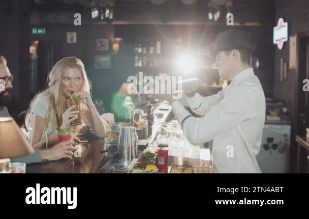 Bartender behind the bar preparing drinks Stock Videos & Footage - HD ...