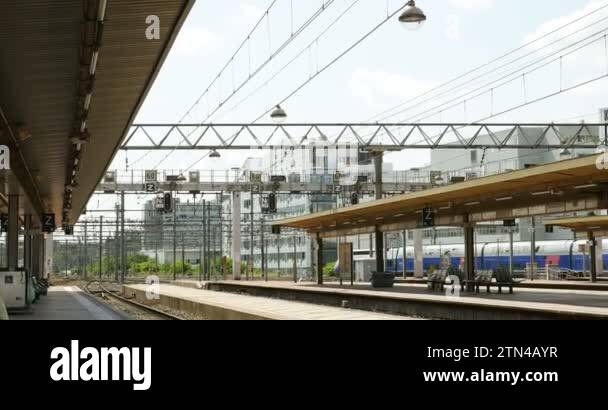 LYON, FRANCE - CIRCA 2016: French TGV fast train arriving in the rail ...